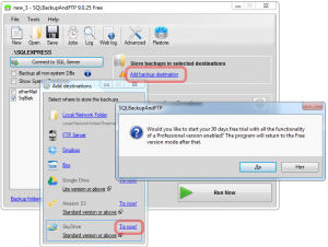 Backup SQL databases to SkyDrive or Box clouds with SQLBackupAndFTP | SQL Backup Free